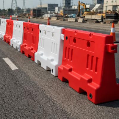 China Stackable Detachable Portable Road Barrier Red White Plastic Traffic Barrier for Road Safety for sale