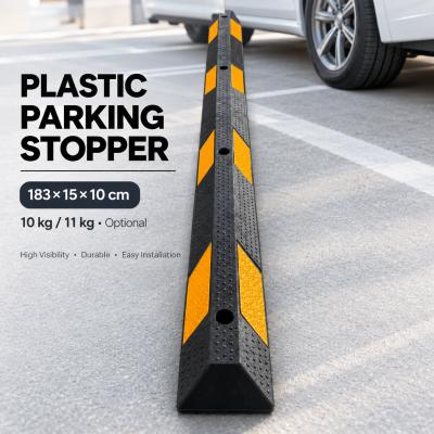 China 183x15x10cm, 10kgs 11kgs Long Yellow Rubber Reflective Tape Speed Bump Car Wheel Stopper Pack for Effective Parking Stop for sale