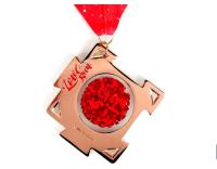 China Red Color Glitter Floating Cycling Medals Race Medal Factory From $0.66 for sale