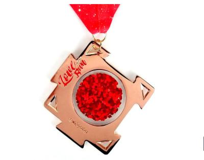 China Red Color Glitter Floating Cycling Medals Race Medal Factory From $0.66 for sale