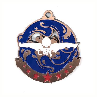 China Free Unlimited Engraving Swimming Medals Colored Soft Enamel Medals for sale