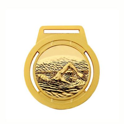 China High End Gold 3D Swimming Medals Round Shape OEM ODM Service for sale
