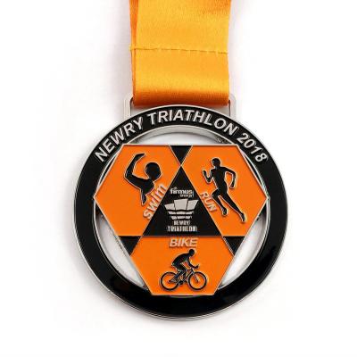 China Customizable Shape Enameled Triathlon Medals 30% Discount On First Medal Order for sale