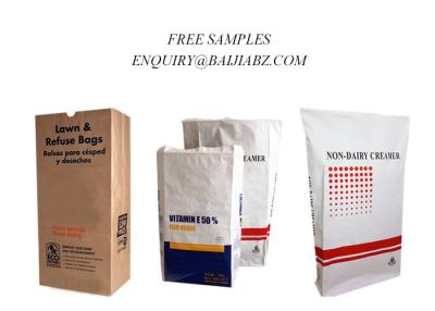 China Open Mouth Square Bottom Multi Wall Paper Sacks Food Grade for sale