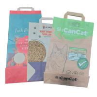China 6L 10L Heat Sealed Side Gusset Handle Empty Tofu Cat Litter Bag Custom Printed for sale