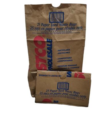 China Custom Yard Multiwall Moisture Proof 30 Gallon Kraft Paper Bag For Leaf for sale