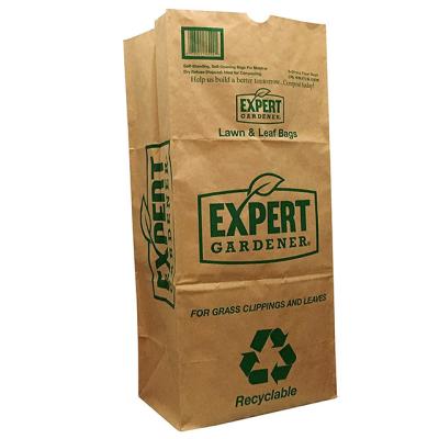 China 2ply Kraft Large Lawn Paper Bags Yard Waste Paper Refuse Bags Moisture Proof for sale
