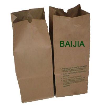 China 30 Gallon Open Top Brown Paper Lawn Bags Custom Thickness Size for sale