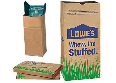 China Kraft Paper 20kg Custom Printed Lawn Leaf Bags Garden Waste Sacks for sale