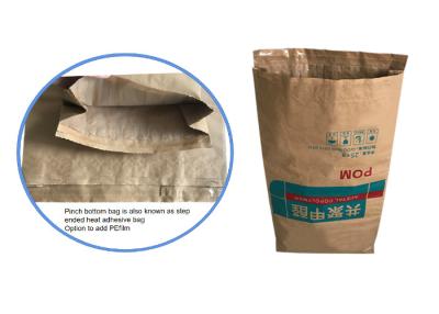 China Customized Hot Melt Pinch Bottom Paper Bags Multiwall Kraft Paper Packaging Bags for sale