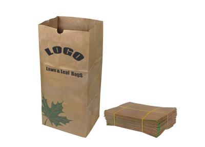 China Lawn And Grass Paper Garbage Bag Square Bottom Brown Color Biodegradable for sale