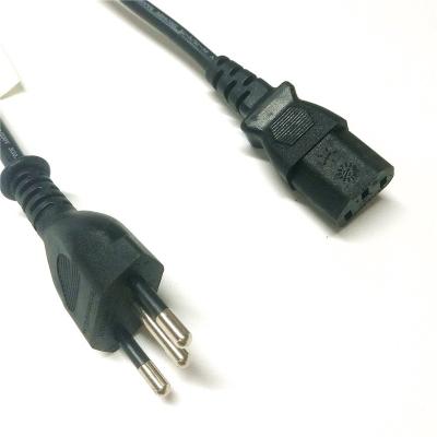 China Home Application C13 PVC Brazil Black Power Cord With EU 3 Pin Plug for sale