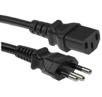 China Home Application C13 Ac Power Cord 220V - 250V With Brazil 3 Pin Plug for sale