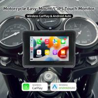 China PORTABLE 5 INCH CARPLAY SCREEN 1080P FRONT REAR CAMERA BIKE WITH BUILT-IN GPS NAVIGATION DVR MOTO CAMERA for sale