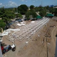 China Q355 Steel Space Frames 0.5mm 0.9mm Construction Steel Structure Roofing for sale