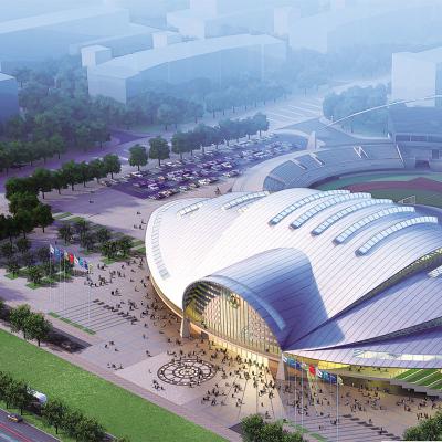 China S355JR Curved Roof Stadium Steel Structure Irregular Welding for sale