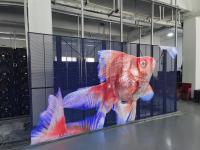 China Window Full Color Transparent LED Display Flexible Wifi USB P3.91-7.82 for sale