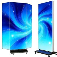 China Indoor P2.5 Full Color Mirror Fold Three Led Display Wireless USB 4G Smart Control Poster for sale