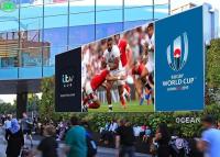 China Outdoor Full Color Stadium LED Display P10 6500cd 600W Perimeter Screen for Football Basketball for sale