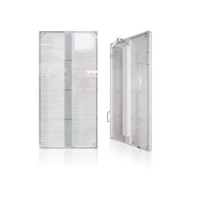 China Lightweight Transparent LED Video Wall P3.9-7.8mm 1000x500mm Outdoor Mesh Billboard Glass Display for sale