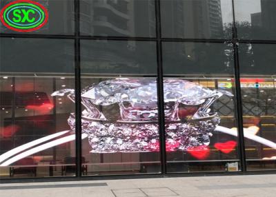 China Indoor Transparent LED Screen P3.9-7.8 Full Color SMD Curved Glass Display 1000x500mm for sale