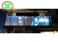 China P3.91 3.9x7.8mm SMD 1919 Transparent LED Curtain Display 14kg/sqm 2500cd/m2 for sale
