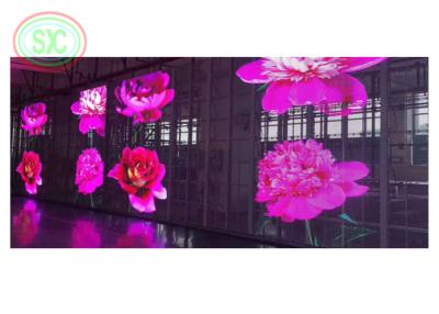 China Full Color SMD Transparent LED Curtain Display P3.91 3.9x7.8mm Pixel Pitch for Window Advertising for sale