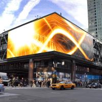 China 6500cd/m² 9500K Flexible LED Curtain Mesh Display - 62% Transparency 4096 Dots/m² Glass Transparent Screen for sale
