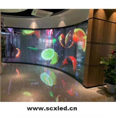 China Transparent LED Cylinder Display 62500 Points per Square Meter SMD2121 4mm Pixel Pitch for sale