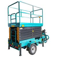 China 500KG Mewp Tricycle Rough Terrain Scissor Lift Mobile Elevated Work Platform for sale