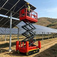 China Self Leveling Mobile Compact Rough Terrain Scissor Lift 320kg For Uneven Ground for sale