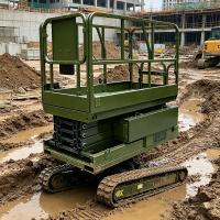 China Electric Tracked Scissors Lift Platform Auto Leveling Crawler 6m 8m 26ft 250kg For Muddy Sites for sale