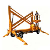 China 10m 12m 14m 200kg Towable Hydraulic Platform Lift Telescopic Boom Lift For Outdoor Aerial Work for sale