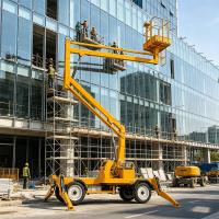 China 10m 12m 14m 200kg Towable Hydraulic Platform Lift Telescopic Boom Lift For Outdoor Aerial Work for sale