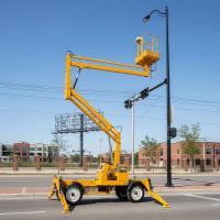 China 10m 12m 14m 200kg Towable Hydraulic Platform Lift Telescopic Boom Lift For Outdoor Aerial Work for sale