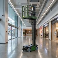 China Aluminum Personnel Vertical Mast Boom Lift 26 Ft Cherry Picker Equipment For Shopping Mall Cleaning for sale
