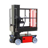 China Aluminum Personnel Vertical Mast Boom Lift 26 Ft Cherry Picker Equipment For Shopping Mall Cleaning for sale