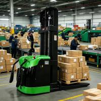 China 2T 4.5m Electric Straddle Stacker Pallet Truck AC Powered 24V 120AH for sale