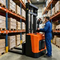China 1500kg Elite Station Driven Electric Behind Walkie Pallet Stacker Crane Lifter for sale
