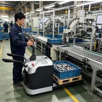 China Battery Powered Walkie Straddle Pallet Stacker Truck Heavy Duty Horizontal Material Handler for sale