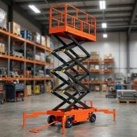 China Movable Lightweight Scissor Lift Self Propelled 24ft With Folding Legs for sale