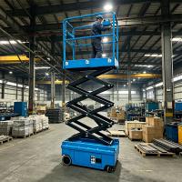 China Indoor Mini Forklift Lifting Scissors Lift Platform Vehicle 30 Ft For Uneven Ground for sale