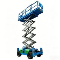 China Electric Rough Terrain Off Road Scissor Lift 30 Ft Emergency Infrastructure Rebuilding for sale