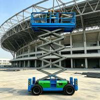 China Electric Rough Terrain Off Road Scissor Lift 30 Ft Emergency Infrastructure Rebuilding for sale