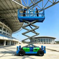 China Electric Rough Terrain Off Road Scissor Lift 30 Ft Emergency Infrastructure Rebuilding for sale