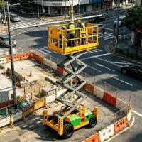 China 4WD Offroad Scissor Electric Platform Lift Single Person UKCA Certificated for sale