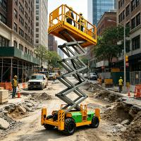 China 4WD Offroad Scissor Electric Platform Lift Single Person UKCA Certificated for sale