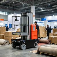 China Self Propelled Motorized Portable Vertical Lift Small Double Mast Reinforced Aluminum for sale