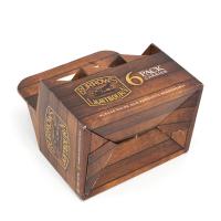 China Portable Corrugated Packaging 6 Bottle Beer Display Box With Handle Custom Size for sale