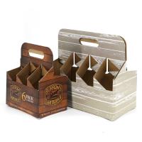 China Portable Corrugated Packaging 6 Bottle Beer Display Box With Handle Custom Size for sale